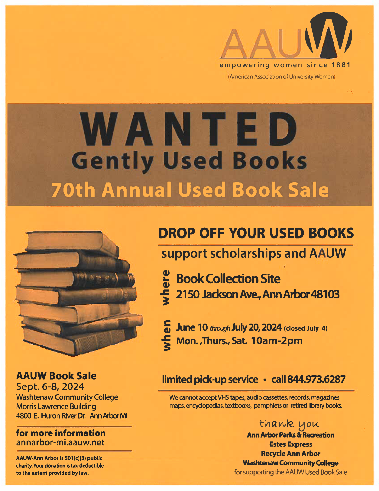 70th Annual AAUW Used Book Sale - Center for the Education of Women+ | University of Michigan